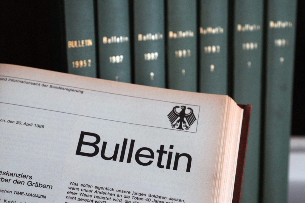 Die Bulletin-Ausgaben als Druckfassung in Jahresbänden