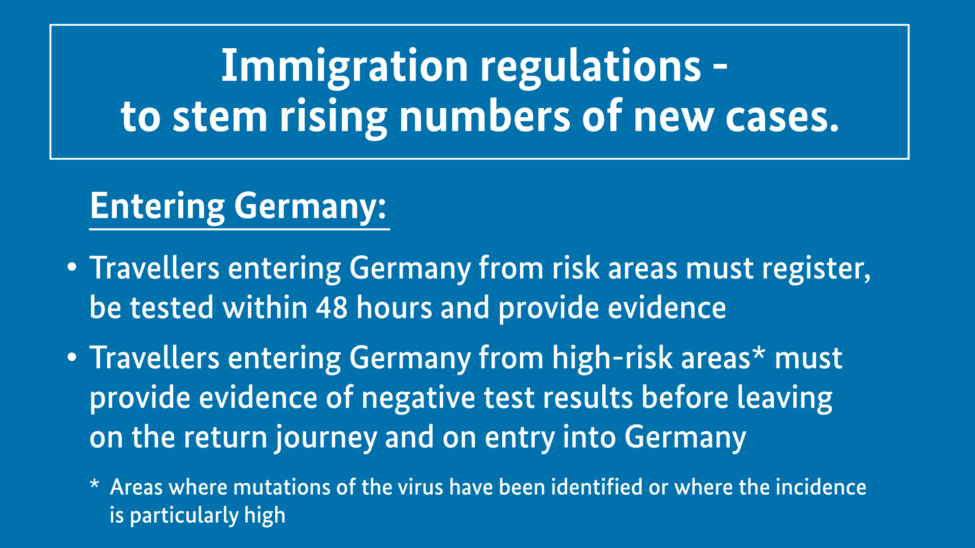 Diagram explaining the new regulations for travelers entering Germany